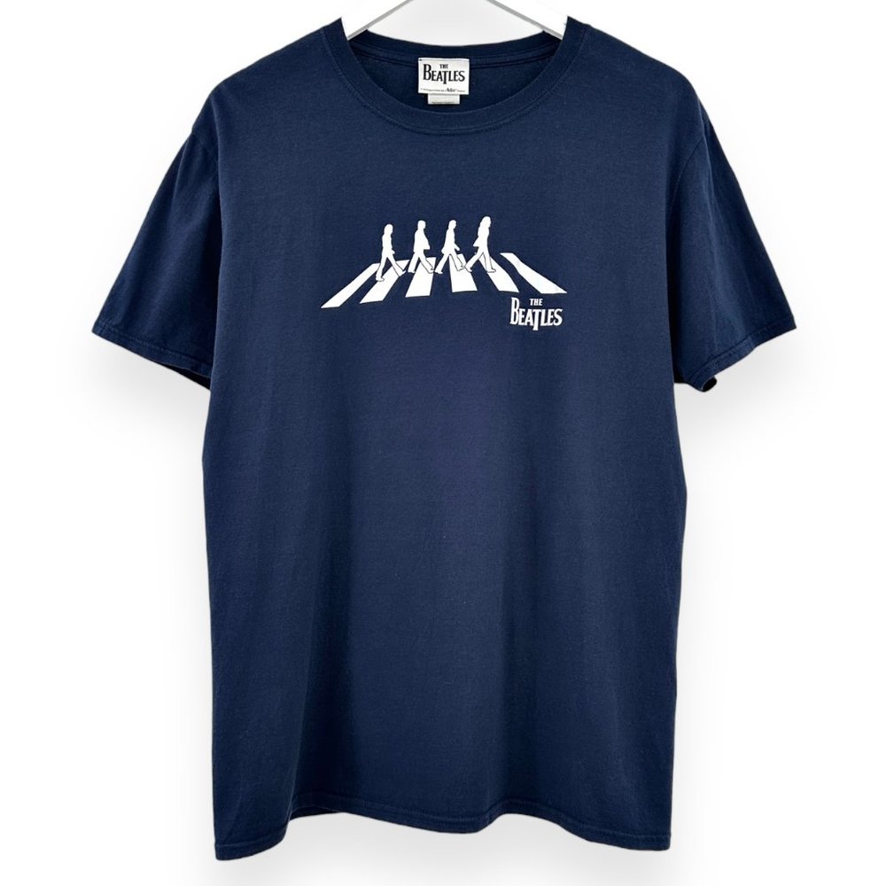 The Beatles Official Merch Navy Abbey Road Printed T-… - Gem